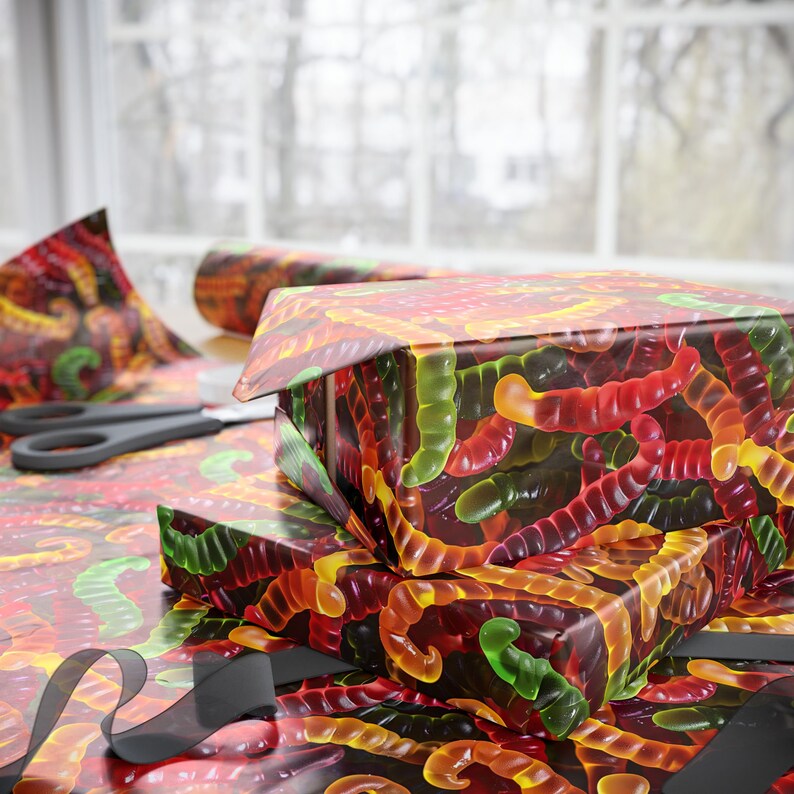 Gummy Worms Gummy Worm Gift Wrap Gummy Worm Wrapping Paper Unique Gift ...