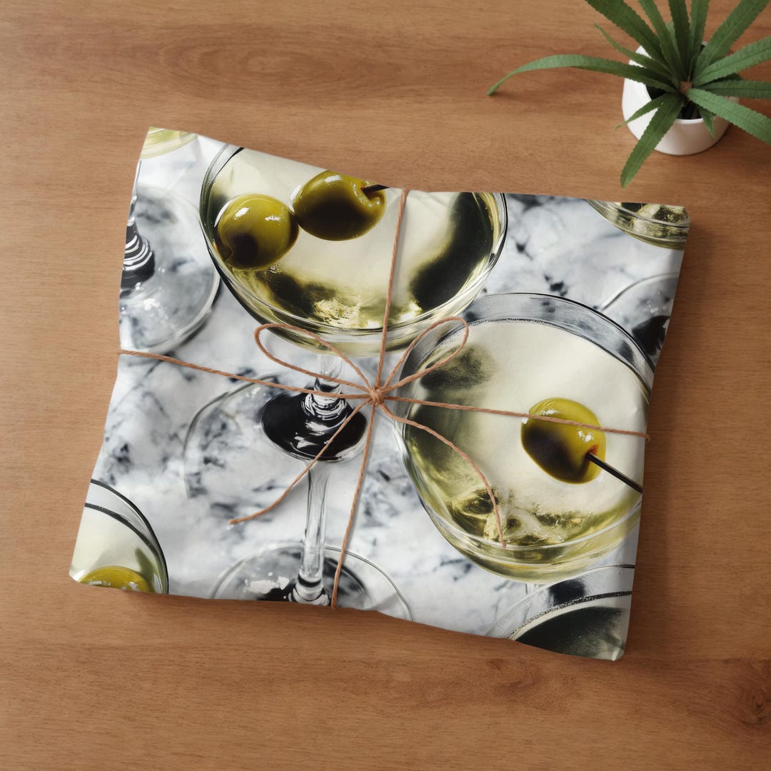 Martini Wrapping Paper: Cocktail Gift Wrap - Etsy