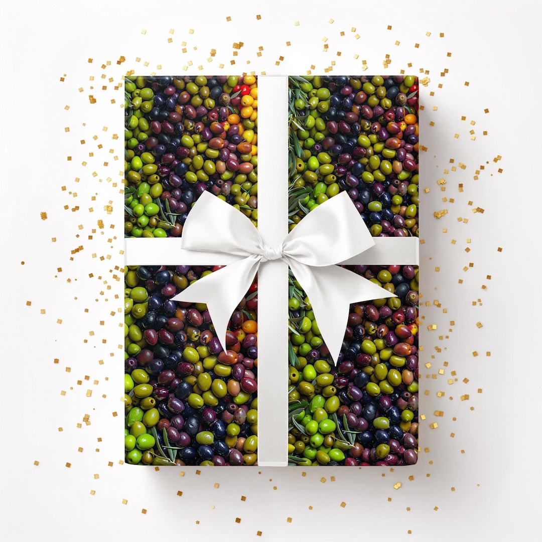 Olives, Olives Gift Wrap, Olive, Olea Europaea, Drupe, Foodie Wrapping ...