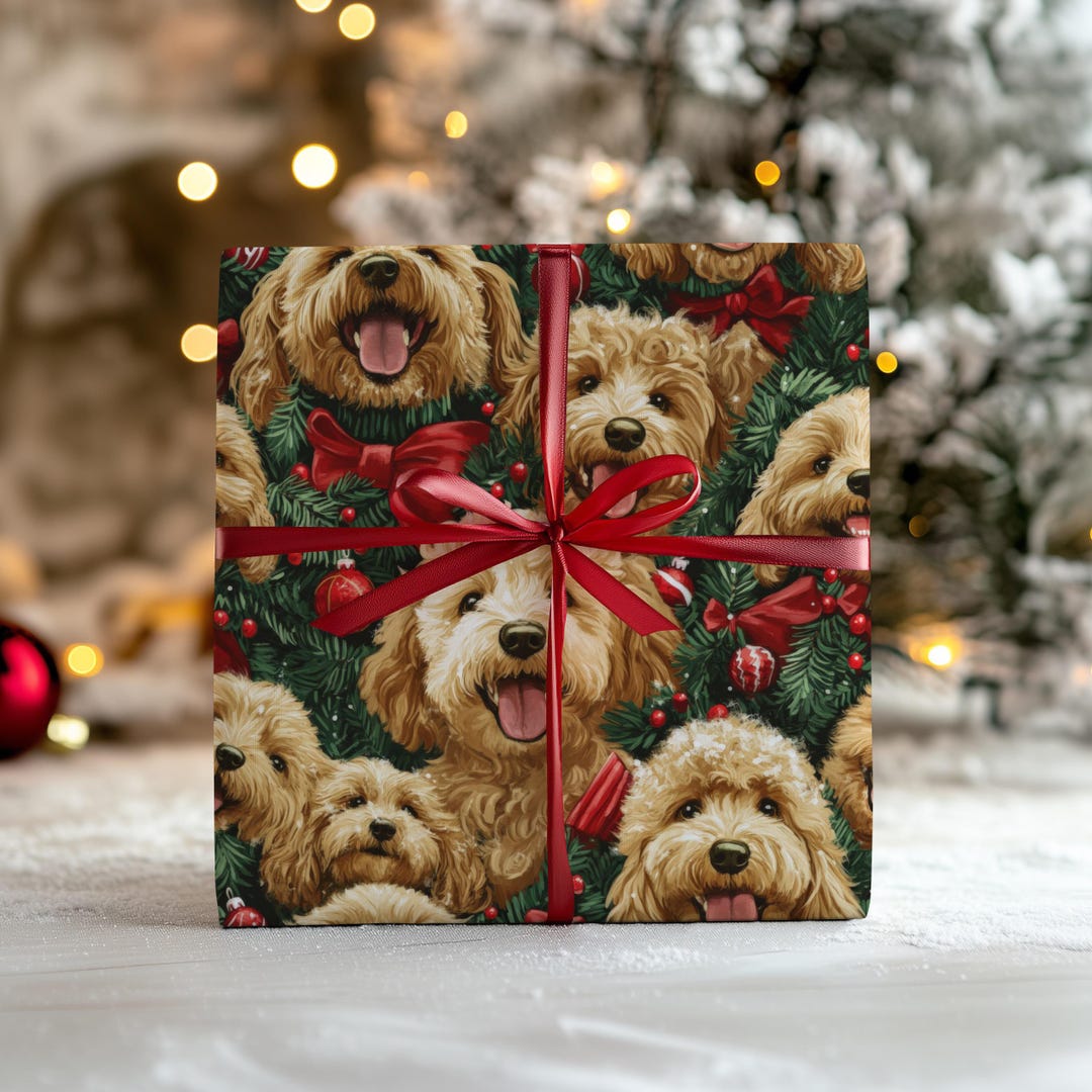 Goldendoodle Wrapping Paper: Dog Gift Wrap, Christmas - Etsy