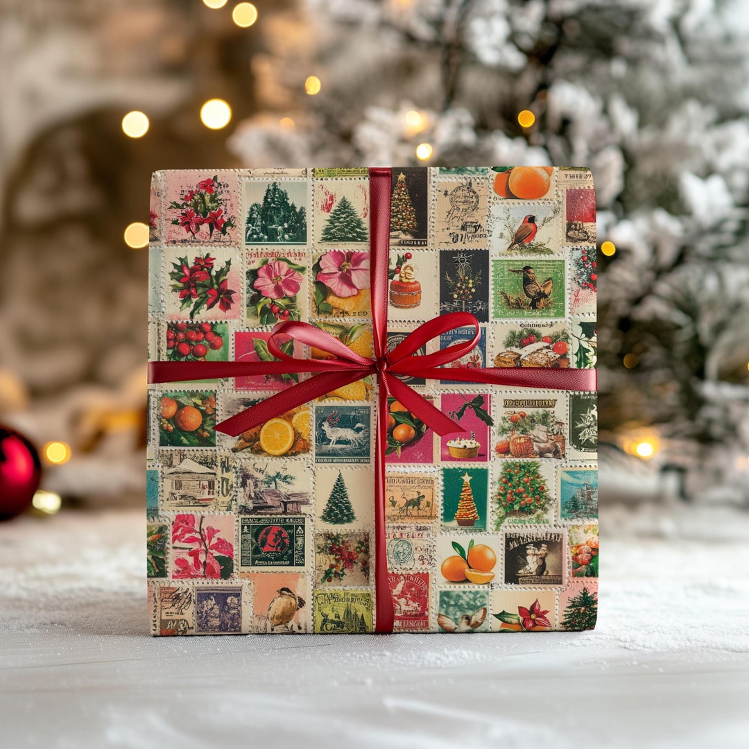 Christmas Vintage Stamps Christmas Stamps Gift Wrap Vintage Stamps ...
