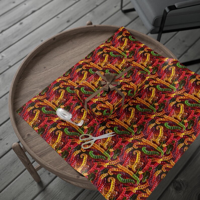 Gummy Worms Gummy Worm Gift Wrap Gummy Worm Wrapping Paper Unique Gift ...