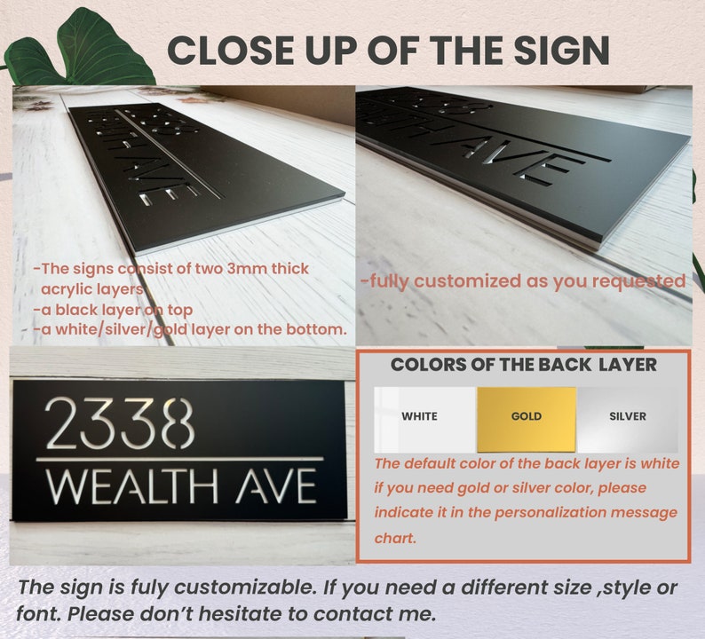 Personalized House Number Plate-modern Address Plaque-custom Acrylic ...