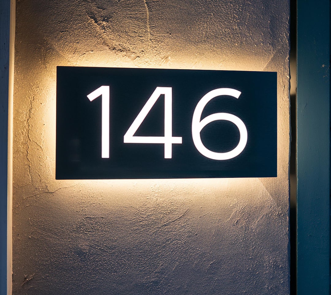 Illuminated Address Plaque, Modern Acrylic Backlit Design, Customizable ...