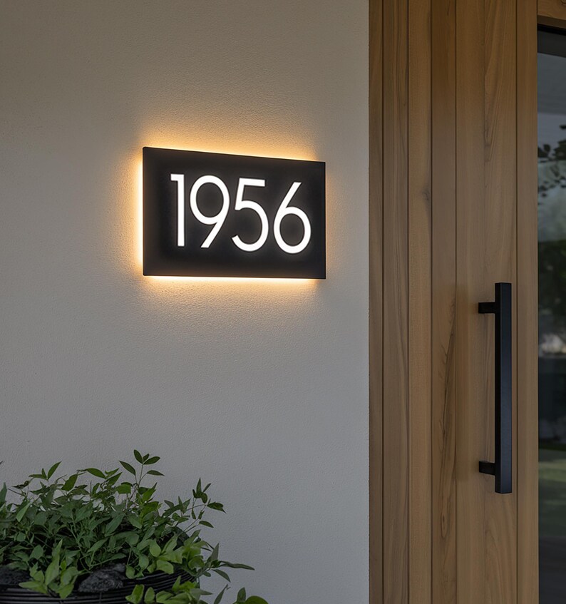 Personalized Illuminated Plaque, Customizable Stainless Steel House ...