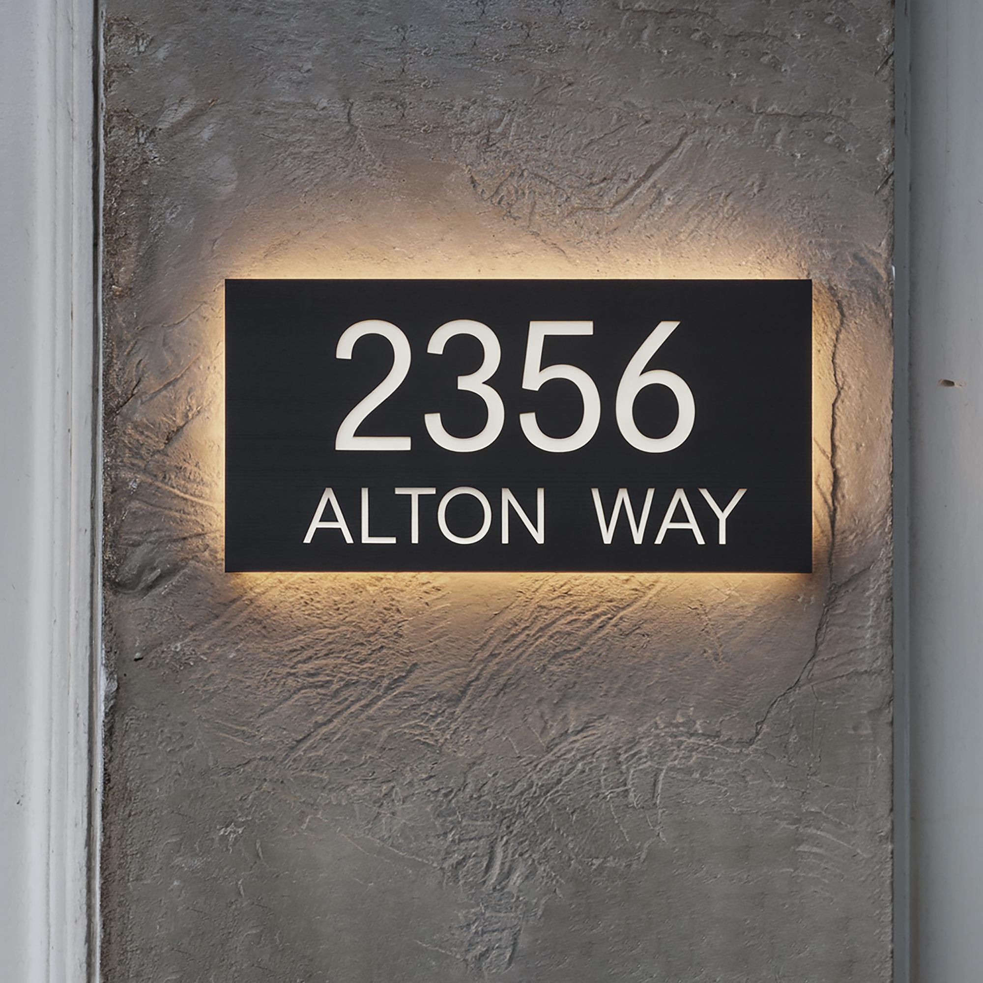 Modern Illuminated House Number Sign With LED Light, Customizable ...