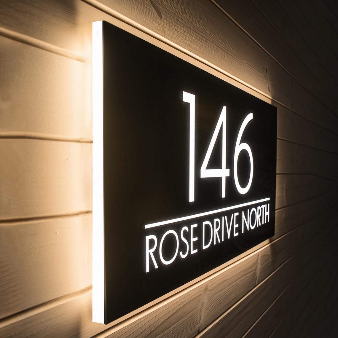 Illuminated Address Plaque, Modern Acrylic Backlit Design, Customizable ...