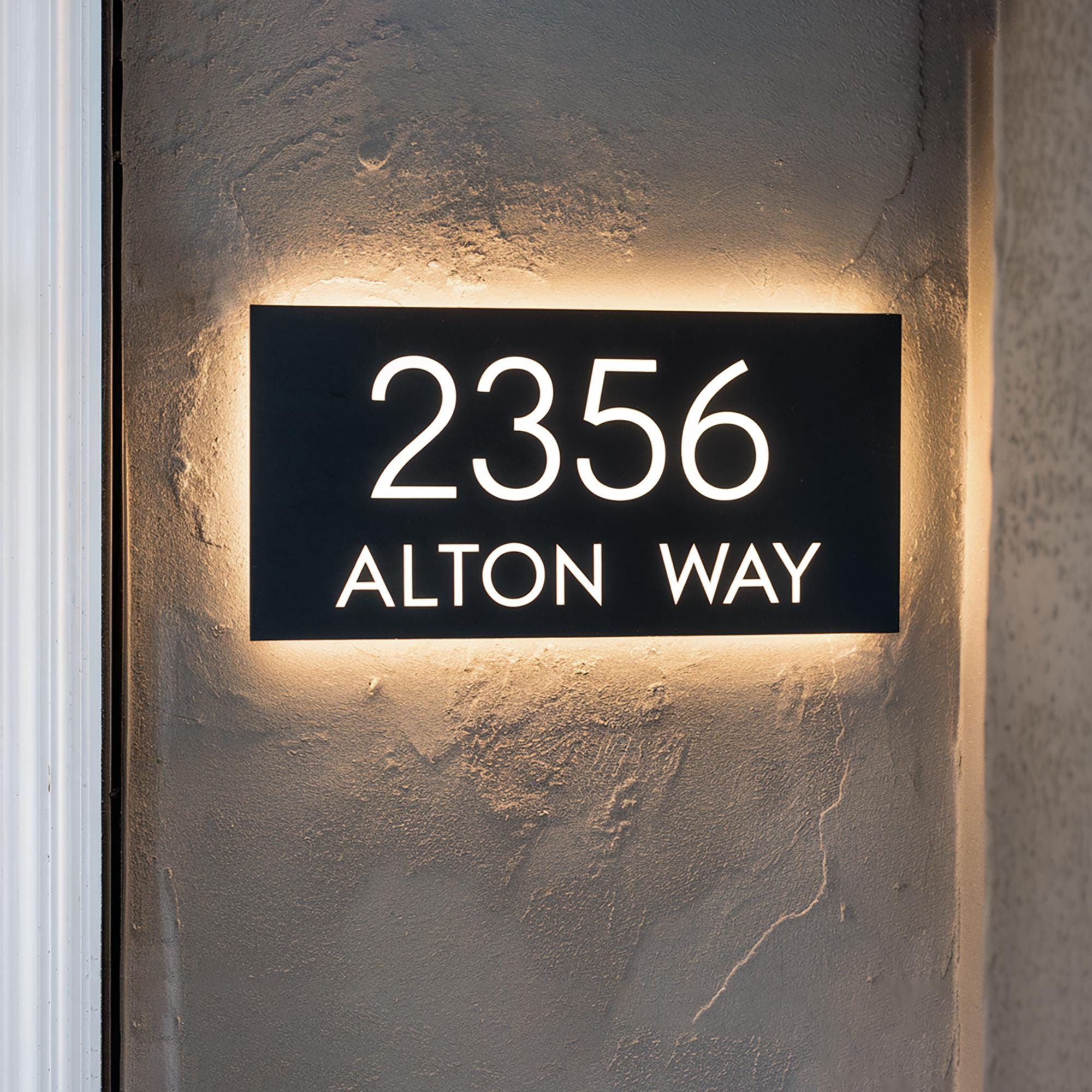 Modern Illuminated House Number Sign With LED Light, Customizable ...