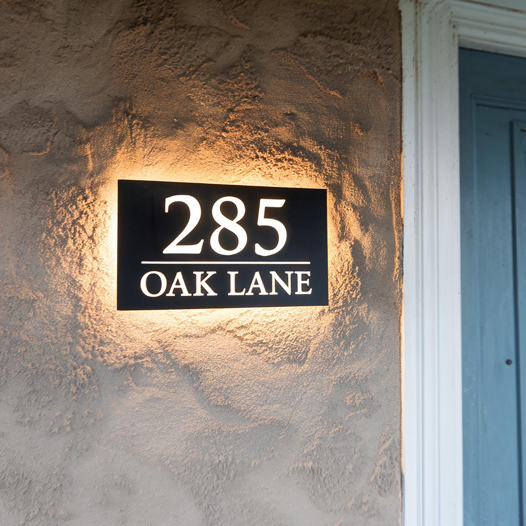 Modern Acrylic House Number Sign With LED Light, Customizable Stainless ...