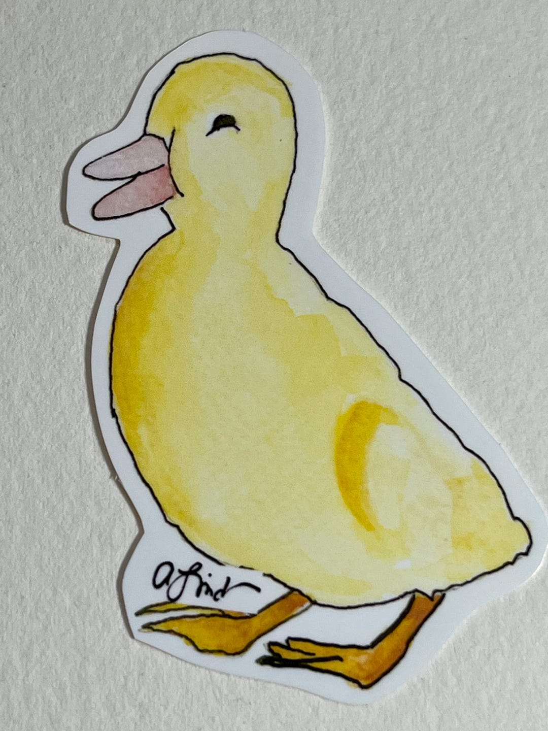 Baby Duck Sticker Handrawn Watercolor Hand Cut Bright Large 3 Inch ...