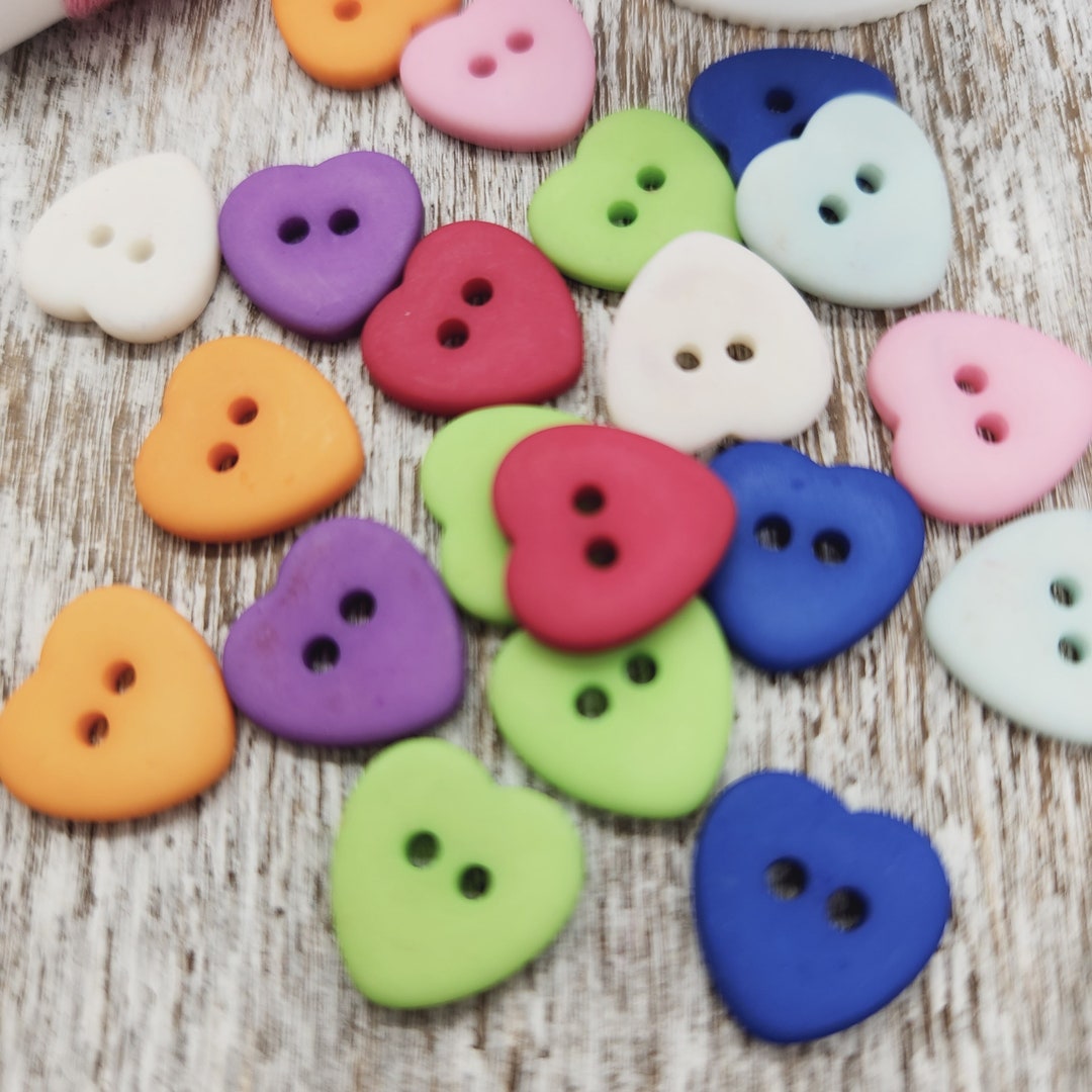 Resin Small Heart Buttons, Buttons for Children Shirts, Mixed Colors ...