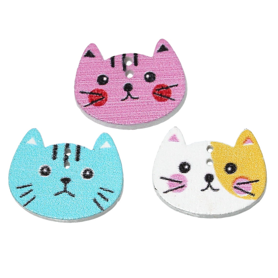 Cat wooden button Wood buttons for sewing Cat shaped wooden | Etsy