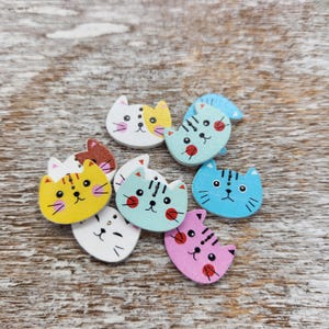Cat Wooden Button, Wood Buttons for Sewing, Cat Shaped Wooden Buttons ...