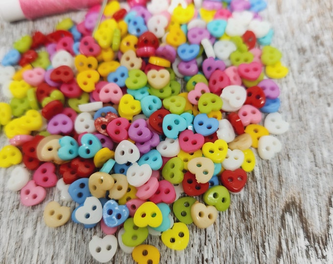 Tiny Heart Shaped Buttons, Miniature Buttons, Small Doll Buttons, Doll ...