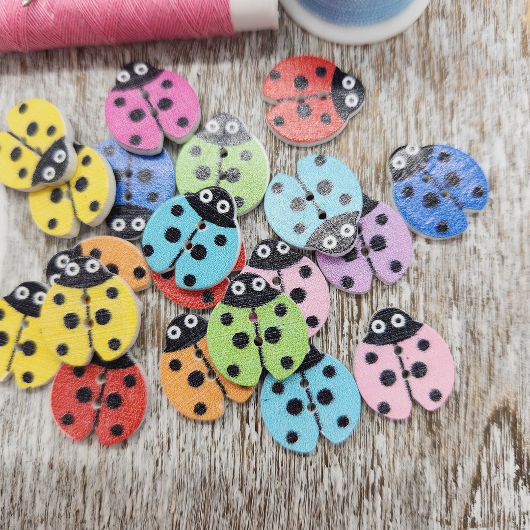 Cute Ladybug Wooden Button, Wood Buttons for Sewing, Novelty Buttons ...