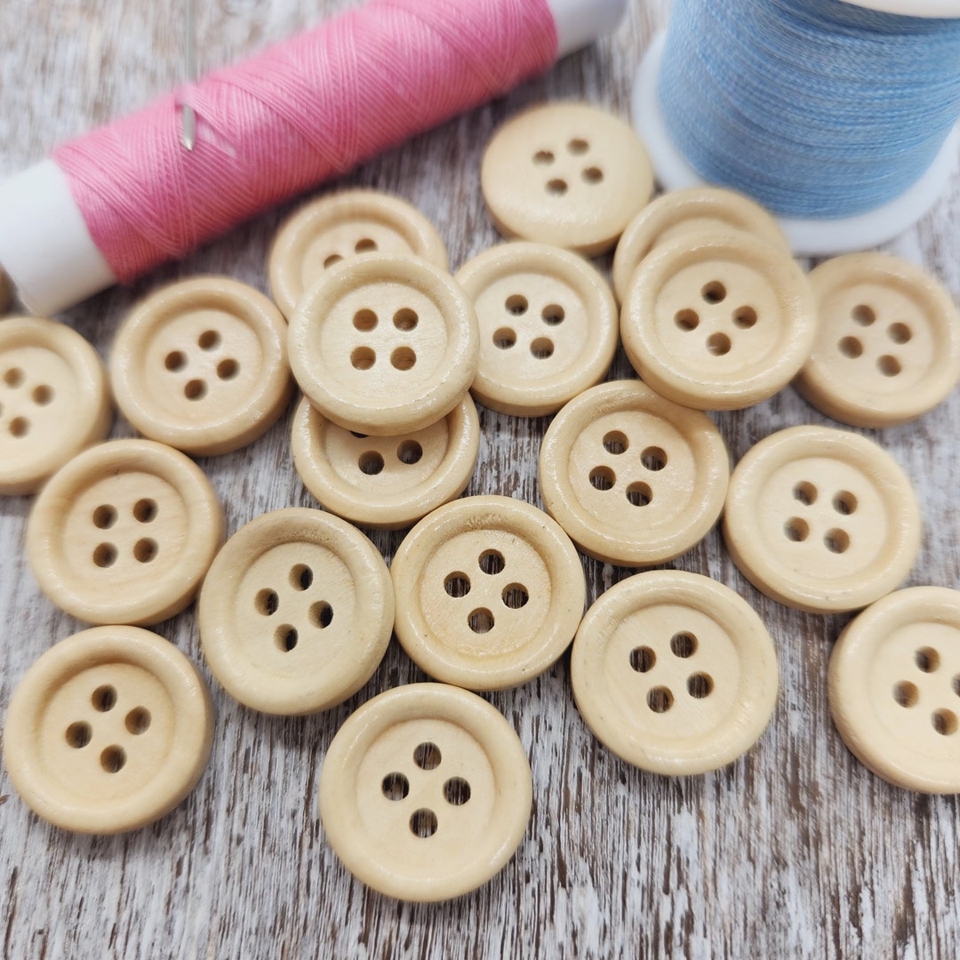 Natural Wood Buttons, Small Wooden Buttons, Cute Children Buttons, Flat ...