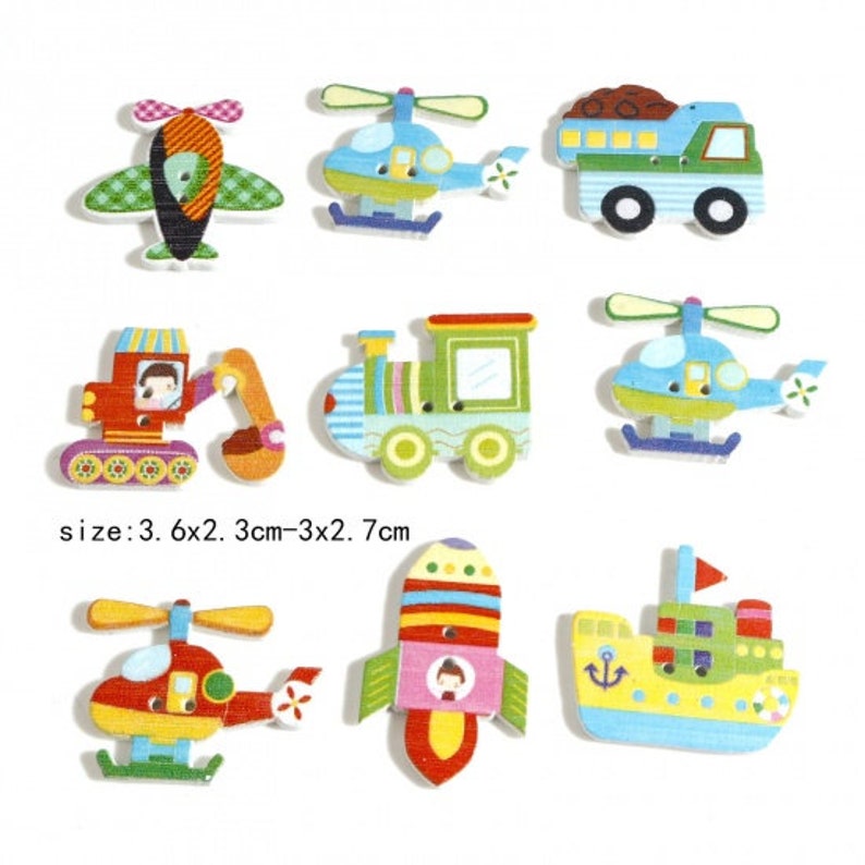 Transportation Themed Buttons Airplanes Trains Trucks and - Etsy