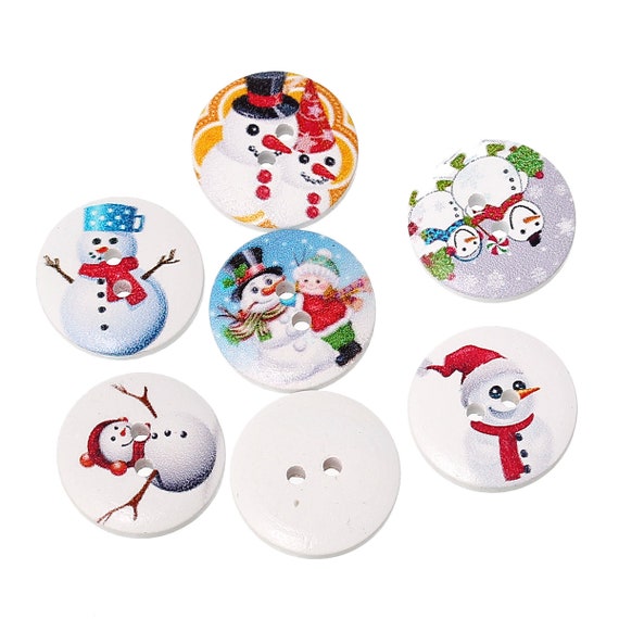 Snowman Wooden Buttons Holiday Buttons Cute and Decorative - Etsy