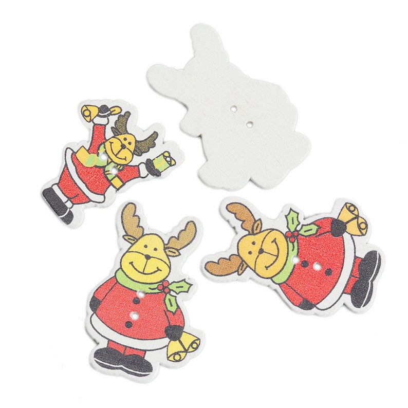 Christmas Reindeer Buttons Wood Buttons Painted Buttons - Etsy