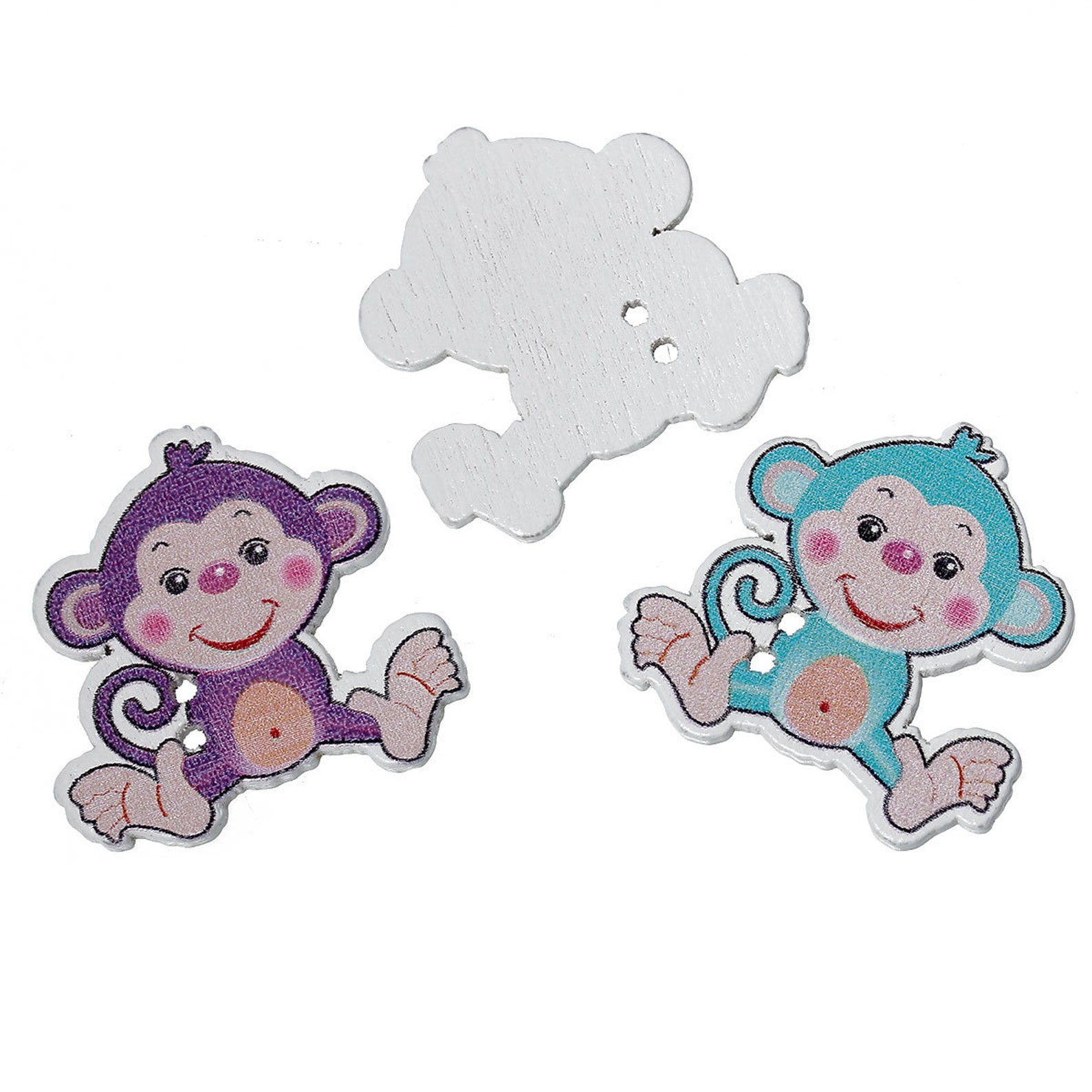 Monkey Shaped Buttons Wood Buttons Animal Critter Painted - Etsy