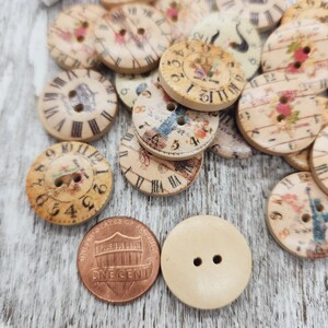 Antique Clock Buttons, Clock Pattern Buttons, Decorative Wooden Buttons ...