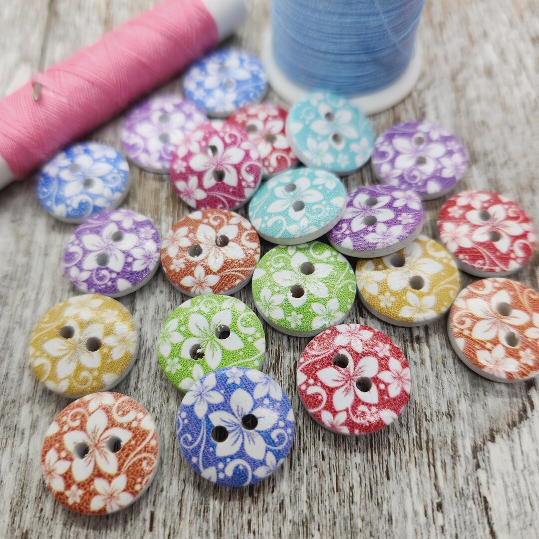 Cute Children Buttons, Flower Wooden Buttons, Novelty Buttons, Rainbow ...