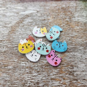 Cat Wooden Button, Wood Buttons for Sewing, Cat Shaped Wooden Buttons ...