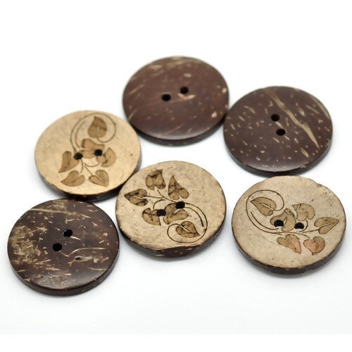 Leaf Pattern Coconut Buttons Large Coconut Buttons Winter - Etsy