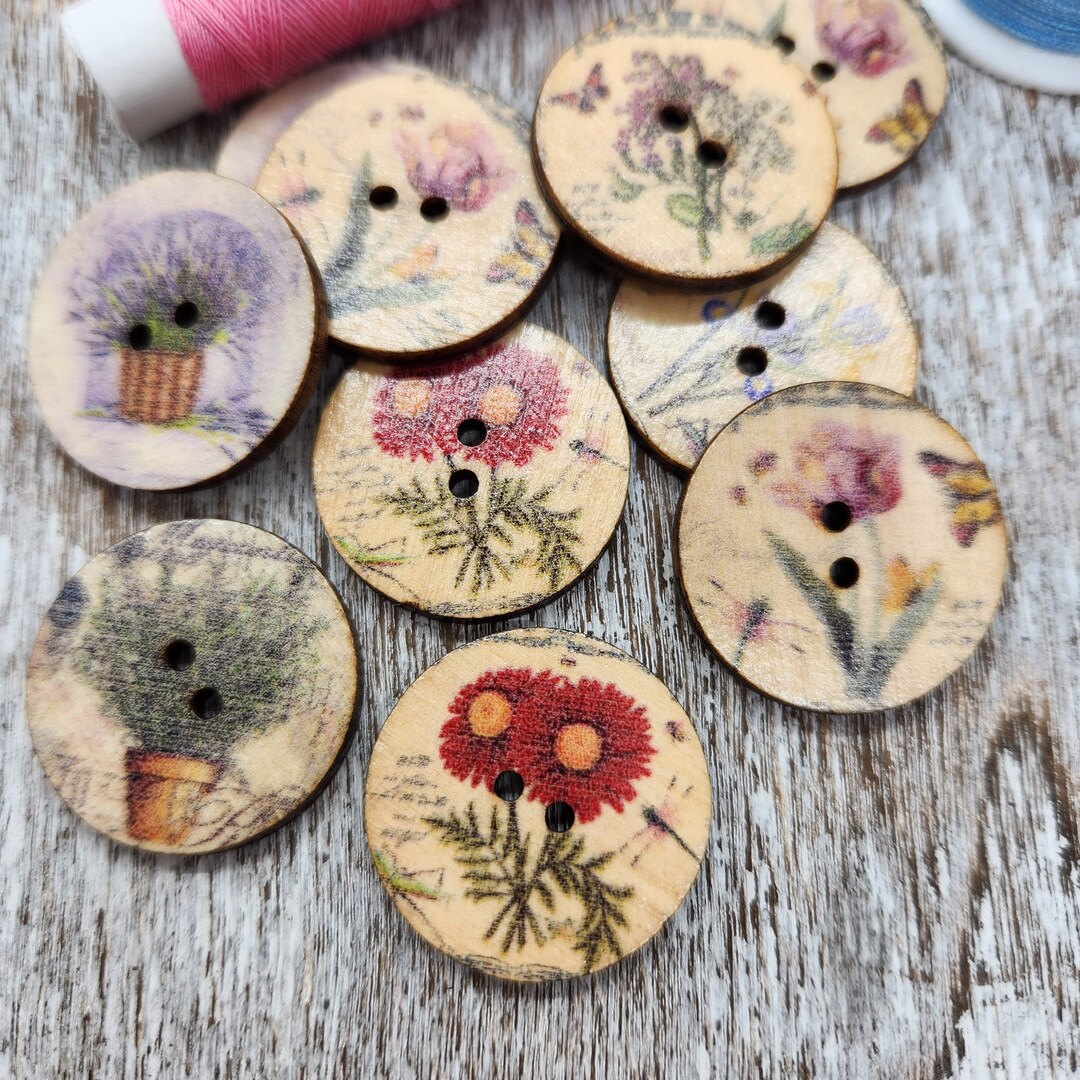 Shabby Chic Wood Buttons for Knitting, Wooden Button for Coats, Sweater ...