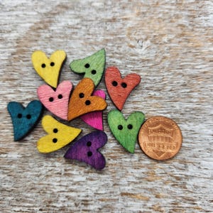 Heart Shaped Wooden Buttons, Mixed Colors Wood Buttons, Valentines Day ...