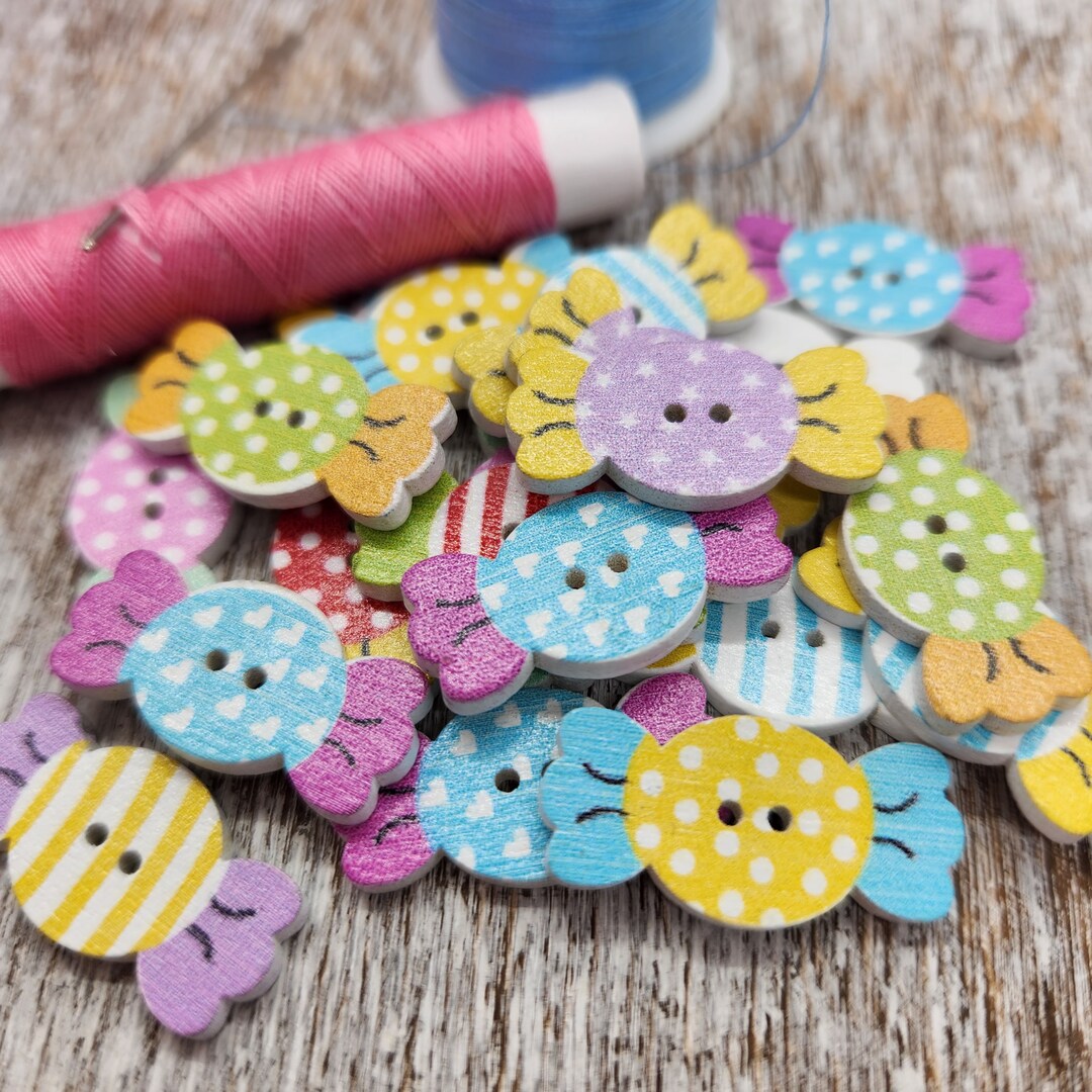 Cute Candy Shaped Buttons, Children Wooden Buttons, Novelty Buttons ...