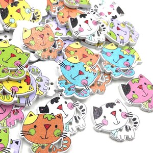 Cat Shaped Wooden Buttons, Kitty Button, Novelty Buttons, Wood Buttons ...