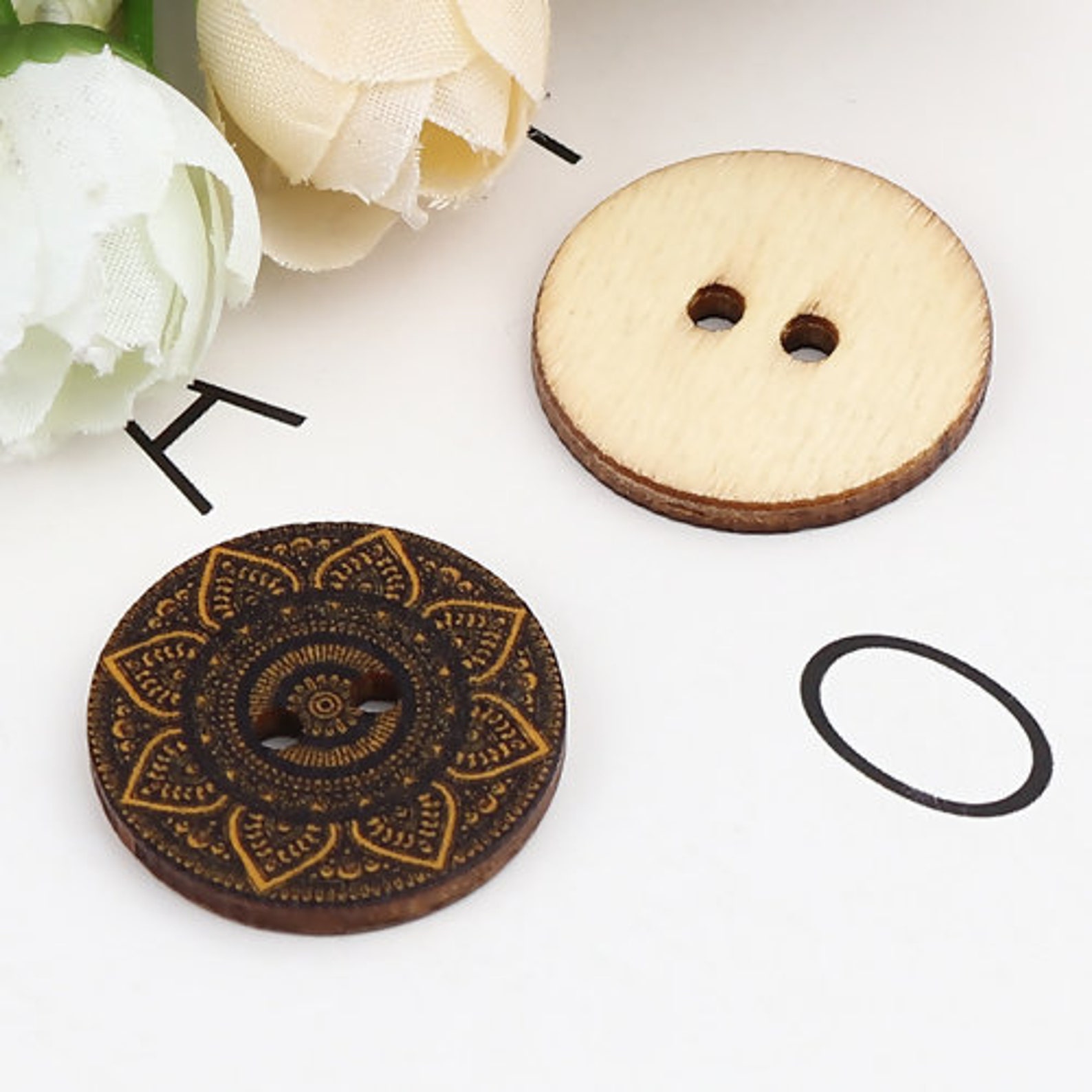 Mandala Design Buttons Retro Wood Buttons Decorative Wooden - Etsy