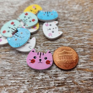 Cat Wooden Button, Wood Buttons for Sewing, Cat Shaped Wooden Buttons ...