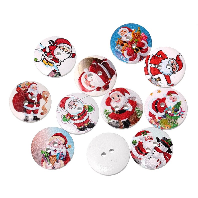 Santa Claus wooden buttons Holiday buttons Cute Christmas | Etsy