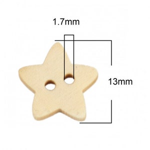 Small Star Shaped Buttons, Cute Wooden Buttons, Natural Wood Buttons ...