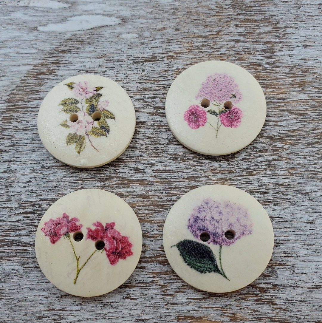 Flower Wooden Buttons, Wood Buttons for Womens Coats, Buttons for ...