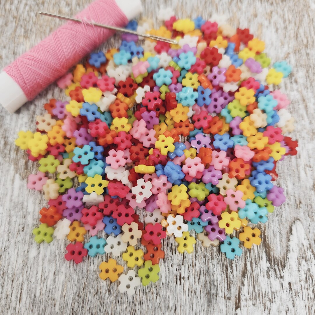 Miniature Buttons, Mini Flower Shaped Buttons, Tiny Buttons for Dolls ...