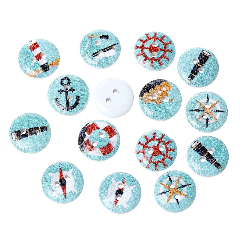 Nautical Themed Wood Buttons Novelty Buttons Cute Childrens - Etsy