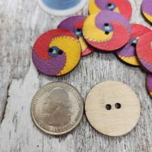 Colorful Boho Buttons, Mandala Design Buttons, Retro Wood Buttons ...