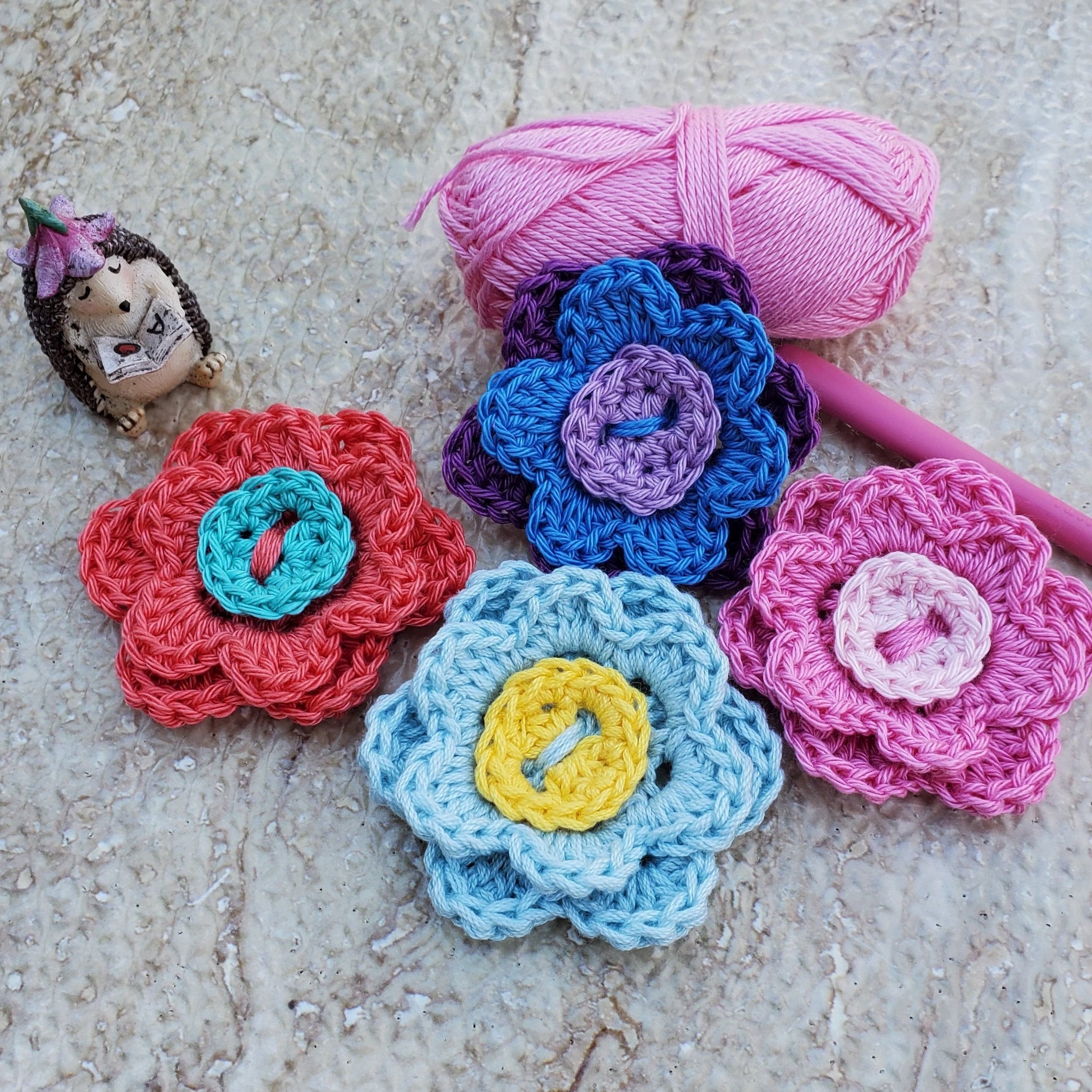 PDF crochet pattern Button flower Flower applique Crocheted | Etsy