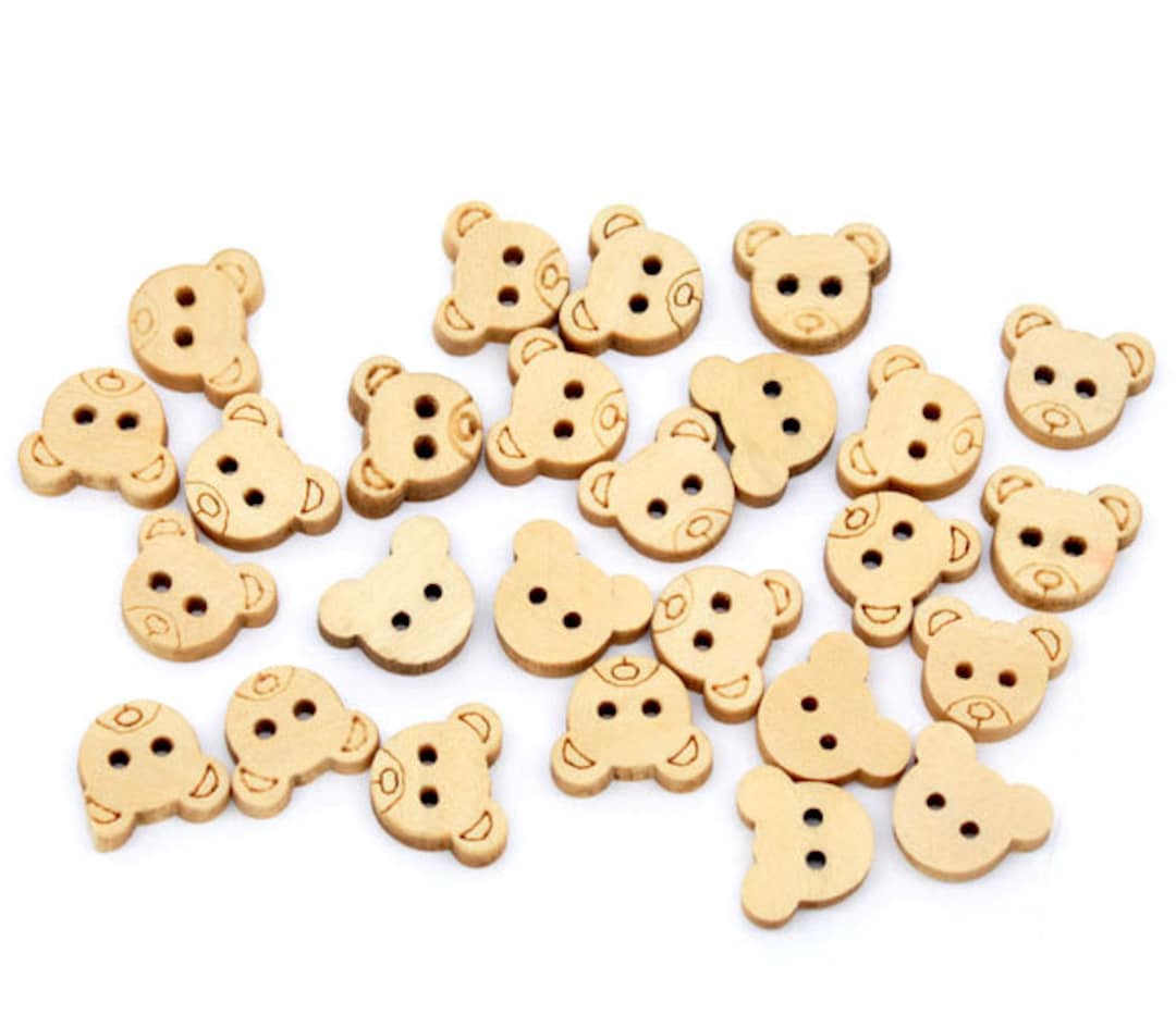Cute Teddy Bear Buttons, Small Wooden Buttons, Shirt and Sweater ...