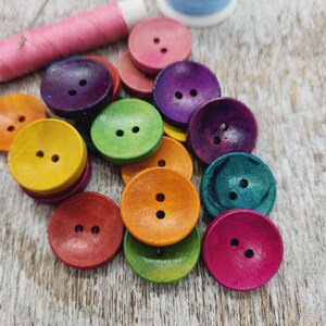 Random Colors Wooden Buttons, Big Decorative Wood Buttons, Sewing ...