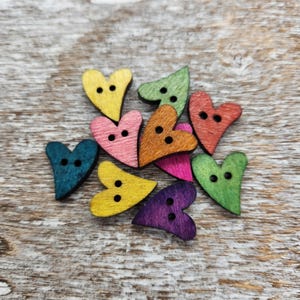 Heart Shaped Wooden Buttons, Mixed Colors Wood Buttons, Valentines Day ...