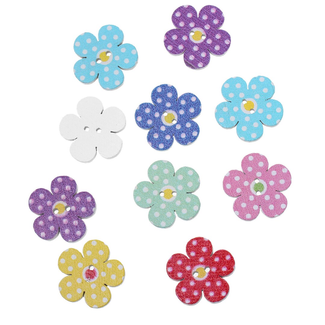Cute Flower Wood Buttons Flower Shaped Buttons Novelty - Etsy