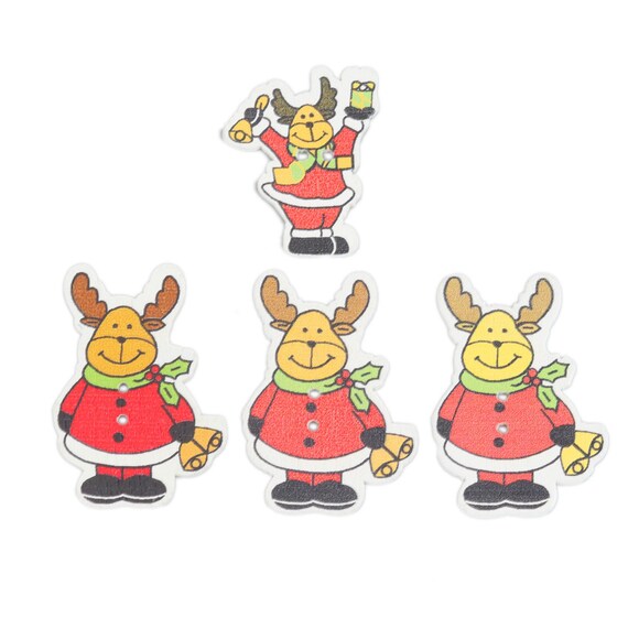 Christmas Reindeer Buttons Wood Buttons Painted Buttons | Etsy