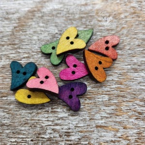 Heart Shaped Wooden Buttons, Mixed Colors Wood Buttons, Valentines Day ...