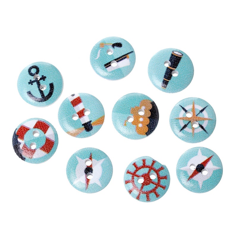 Nautical Themed Wood Buttons Novelty Buttons Cute Childrens - Etsy