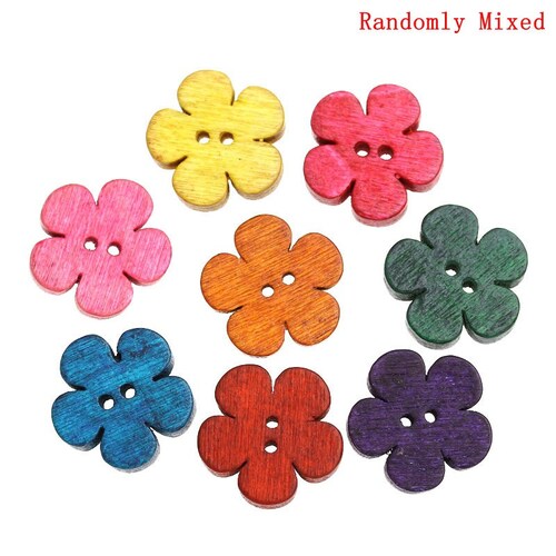 Cute Flower Wood Buttons Flower Shaped Buttons Novelty | Etsy