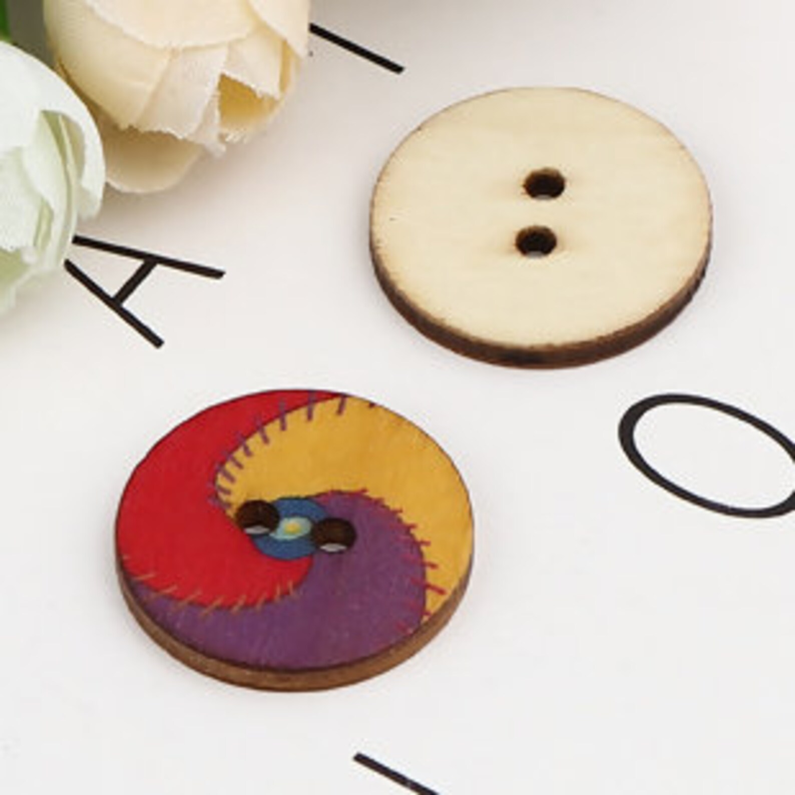 Colorful Boho Buttons Mandala Design Buttons Retro Wood - Etsy